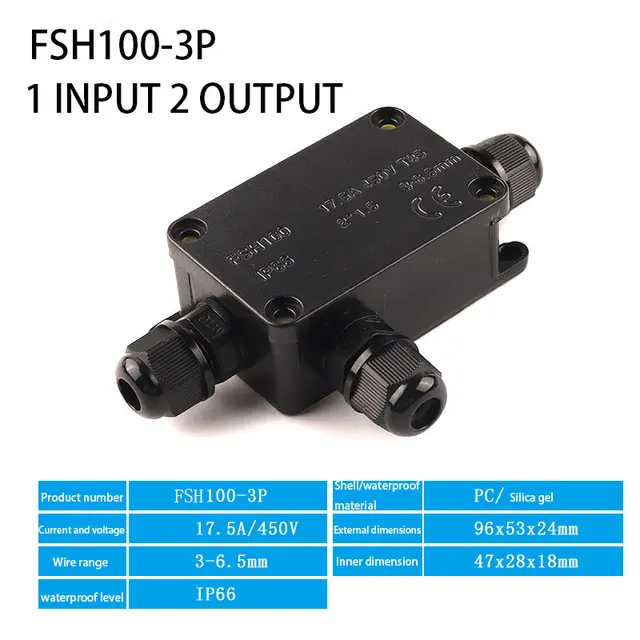 Ip66 Kültéri Mini Vízálló Csomópont Doboz Fekete Uv Csatlakozó Fsh100 ...