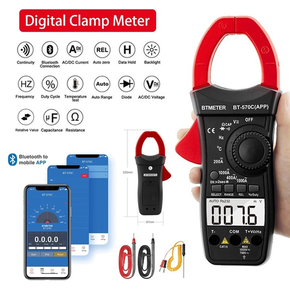 Btmeter 570c-app Digital Clamp Meter Multimeter 4000 Counts Auto/manual ...