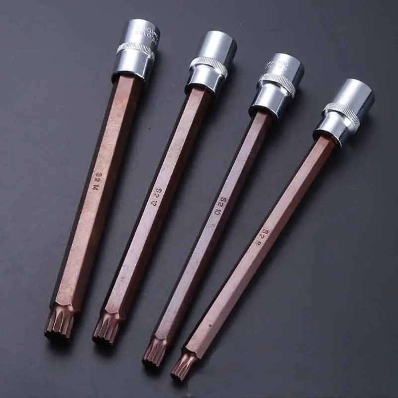 1pcs 200mm Length 1/2" Drive S2 Alloy Torx Screwdriver Bits 12 Point MM ...
