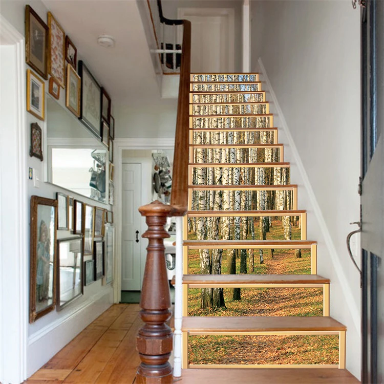 Birch Tree Wallpaper On Stairs