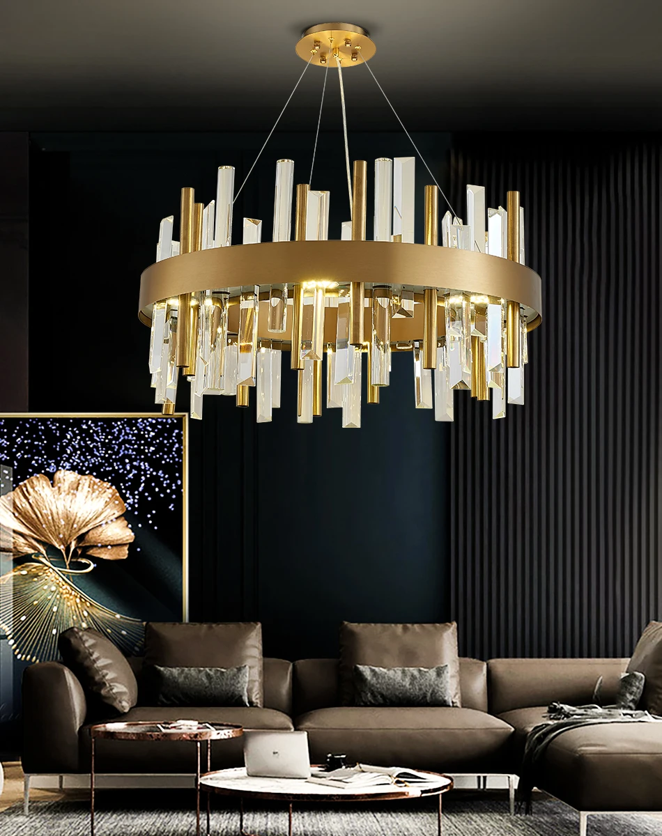 Lewor Aurous Gold/Titanium Black Crystal Chandelier - Lewoer Lighting