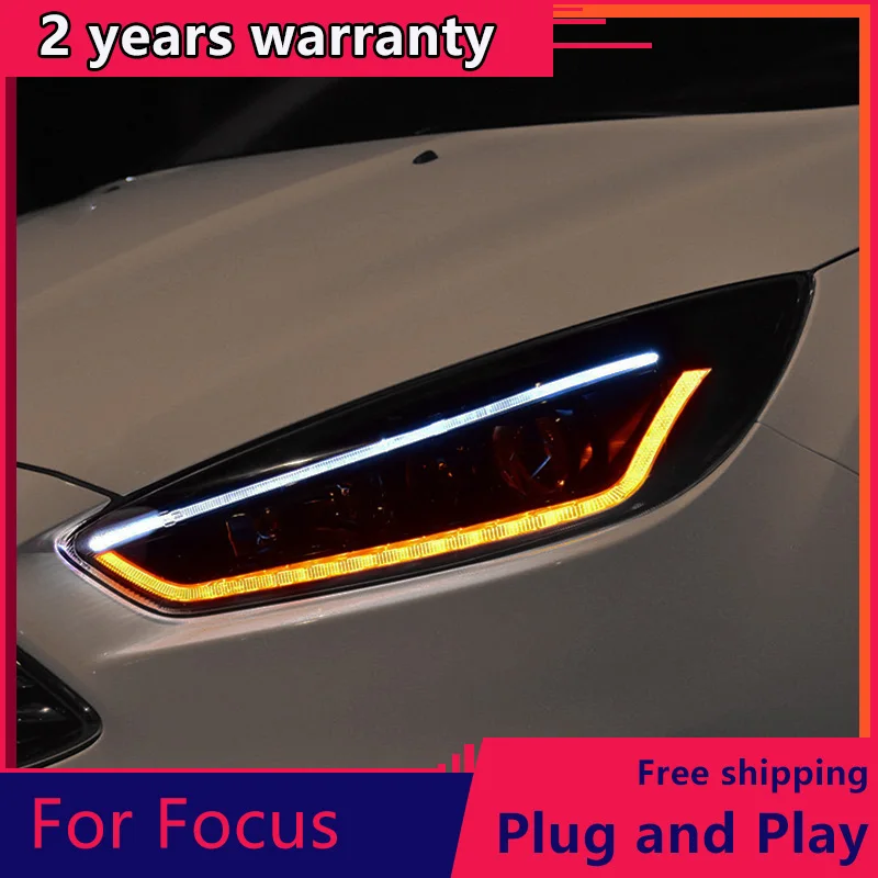 KOWELL-Car-Styling-for-Ford-Focus-3-2015-2017-Headlights-LED-Headlight ...
