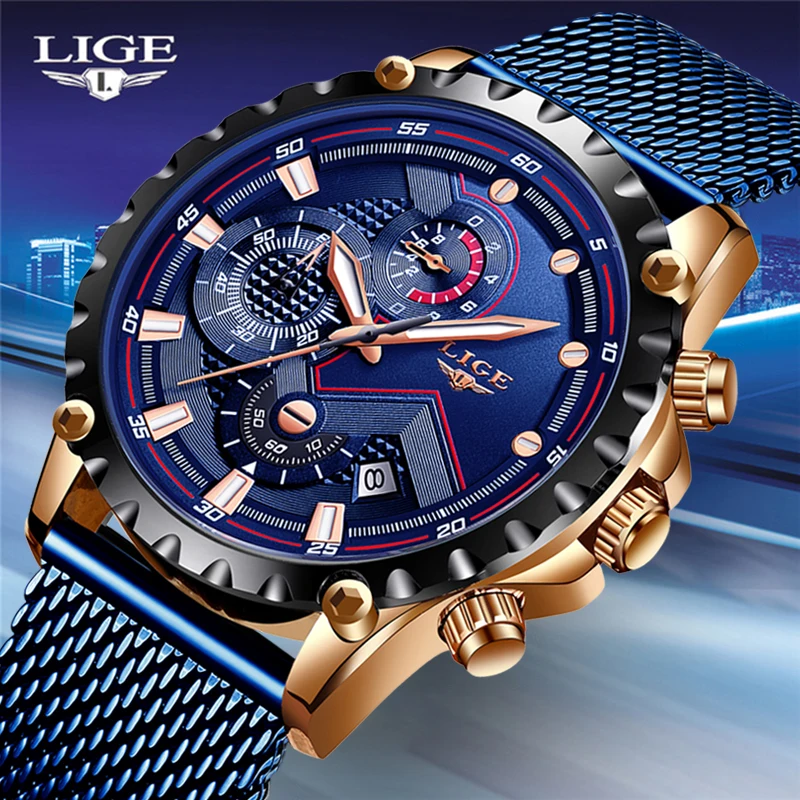 New 2020 Lige Military Watches Men Stainless Steel Band Waterproof ...