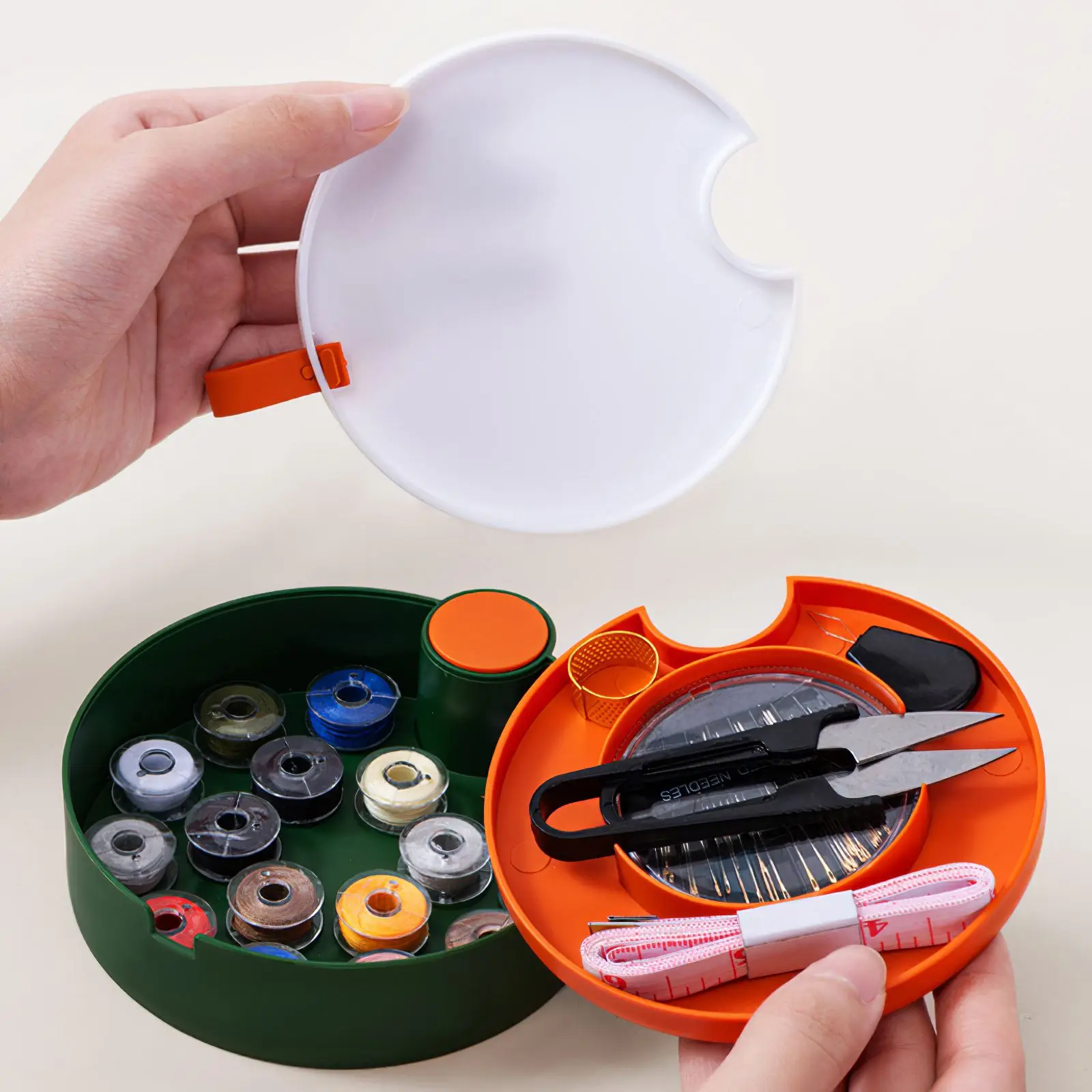 Magnetic Sewing Box Portable Double Layer Sewing Thread Needle Scissors ...