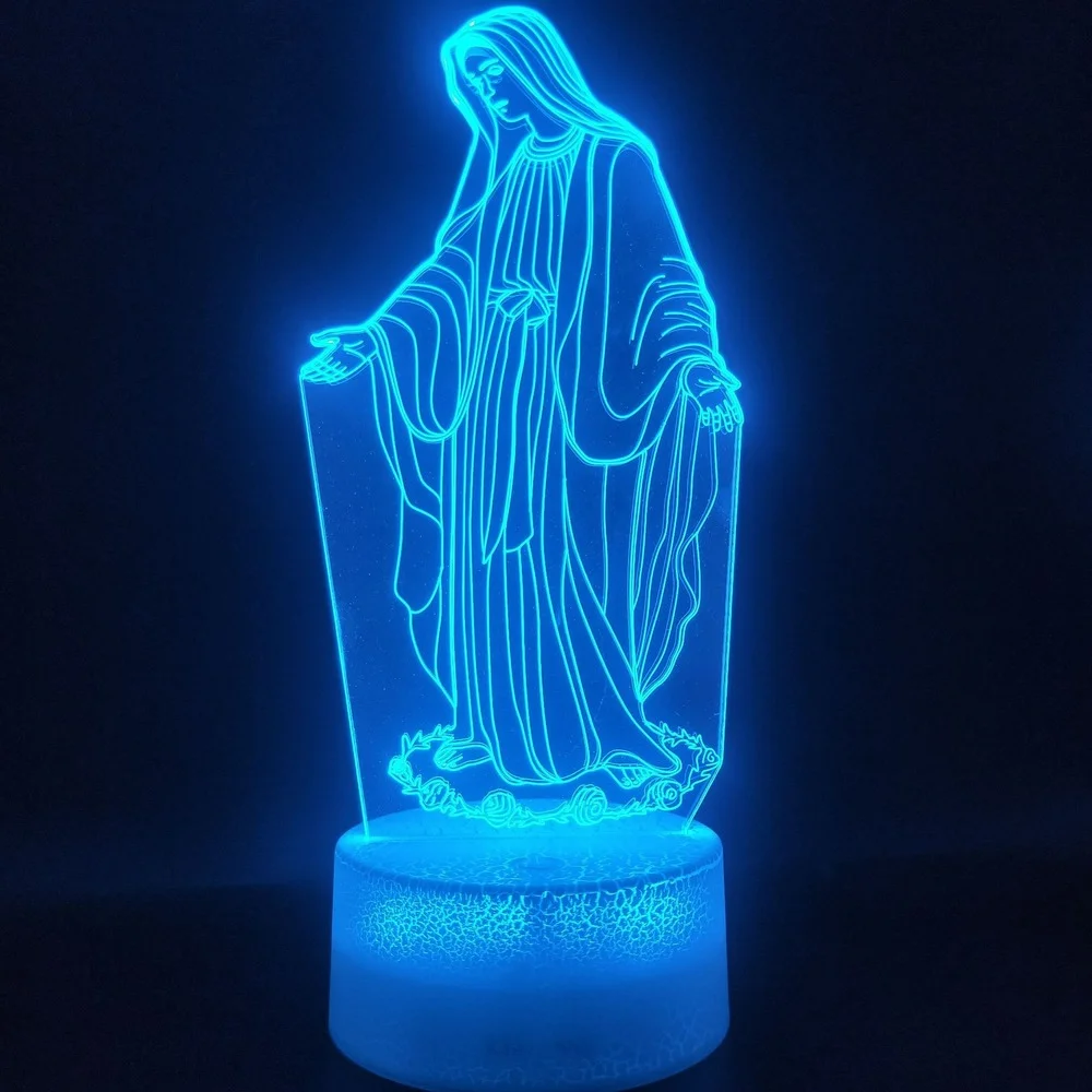 3D Night Light Jesus Illusion Lamp 7 Colors Changing Remote Control Led ...