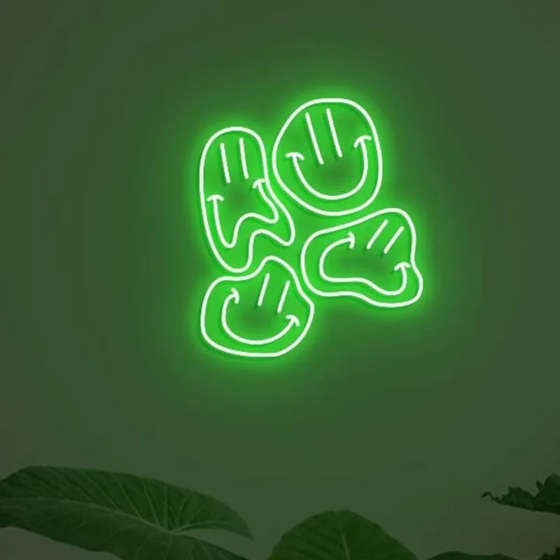 Neon Green Smiley Face