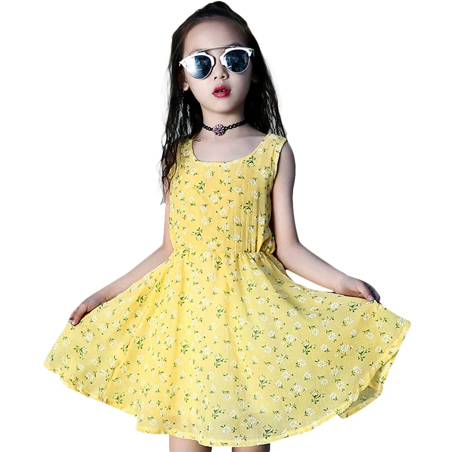Vestidos de verão Para As Meninas Flor Impresso Crianças Roupas ...