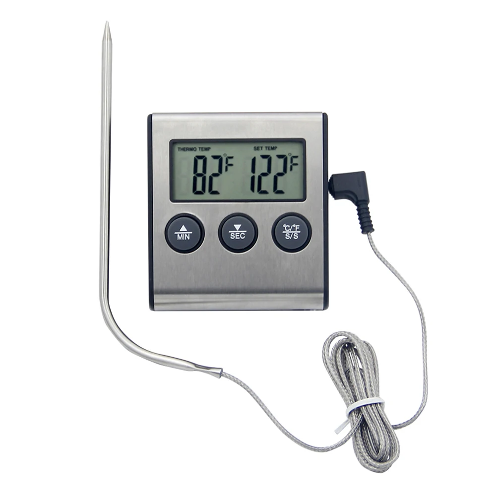New Digital BBQ Cooking Oven Thermometer Stainless Steel Probe Meat ...