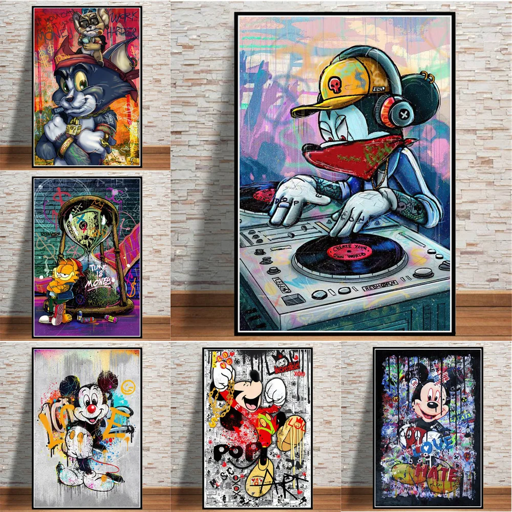 DJ-Mickey-Mouse-Fashion-Disney-Wall-Art-Home-Decor-Graffiti-Cartoon ...