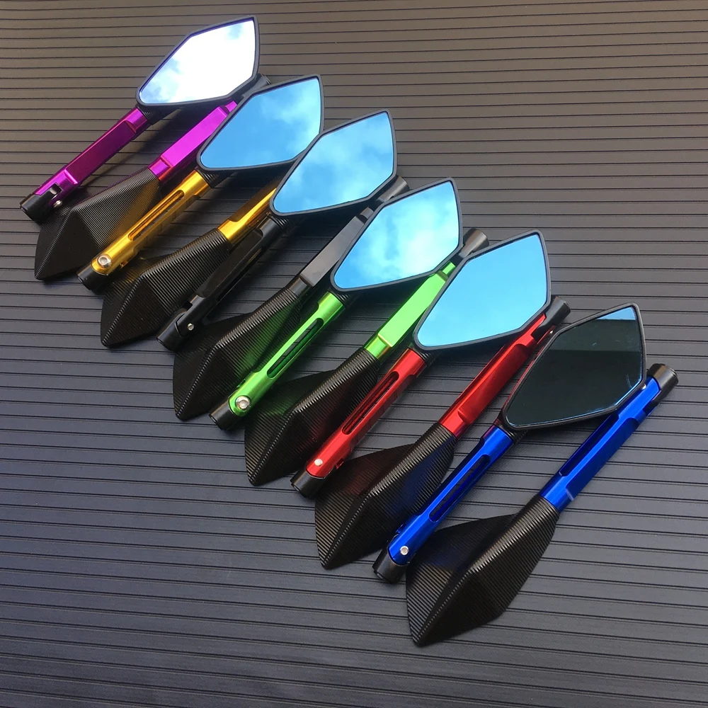 Universal Motorcycle Mirrors Blue glass Anti vertigo moto Accessories ...