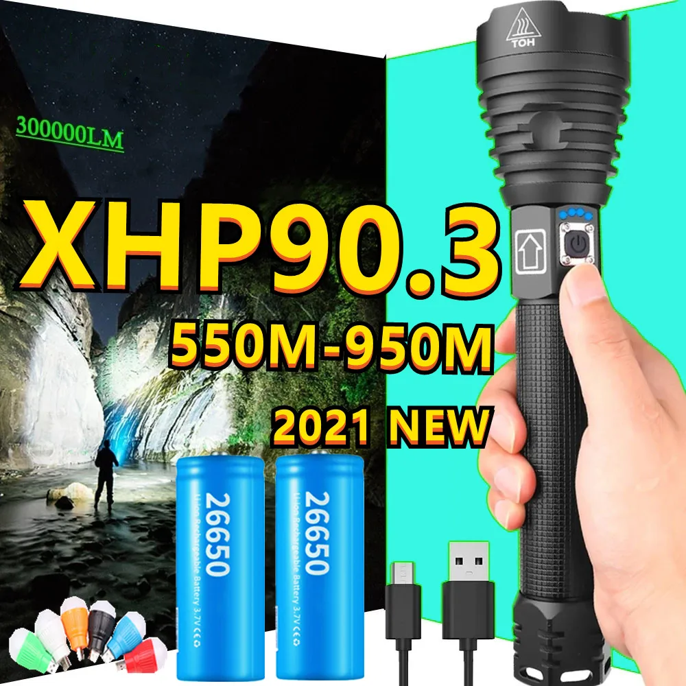 Super XHP90.3 linterna led potente, linterna táctica recargable 18650 ...