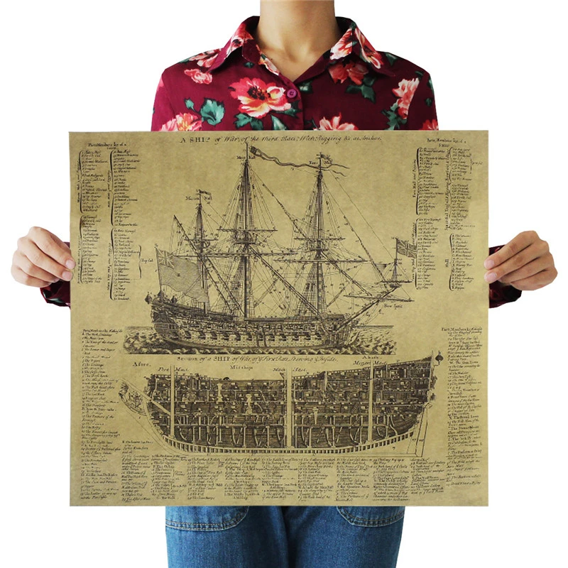 Classic Vintage Great Maritime Era Ancient Warship Design Drawings ...