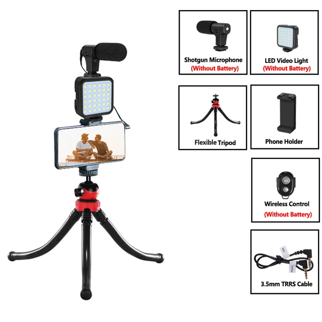 Condenser Microphone With Tripod LED Fill Light For Professional Photo ...