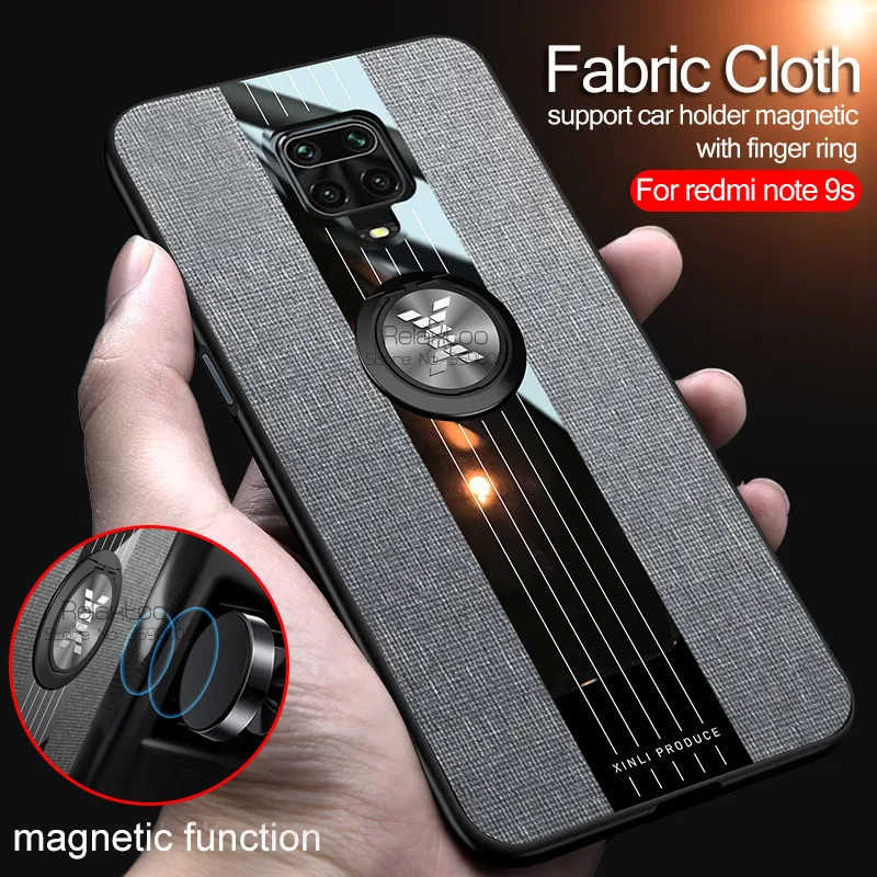 Redmi Note 9 Pro Case Fabric Cloth Car Holder Magnetic Case For Xiaomi ...