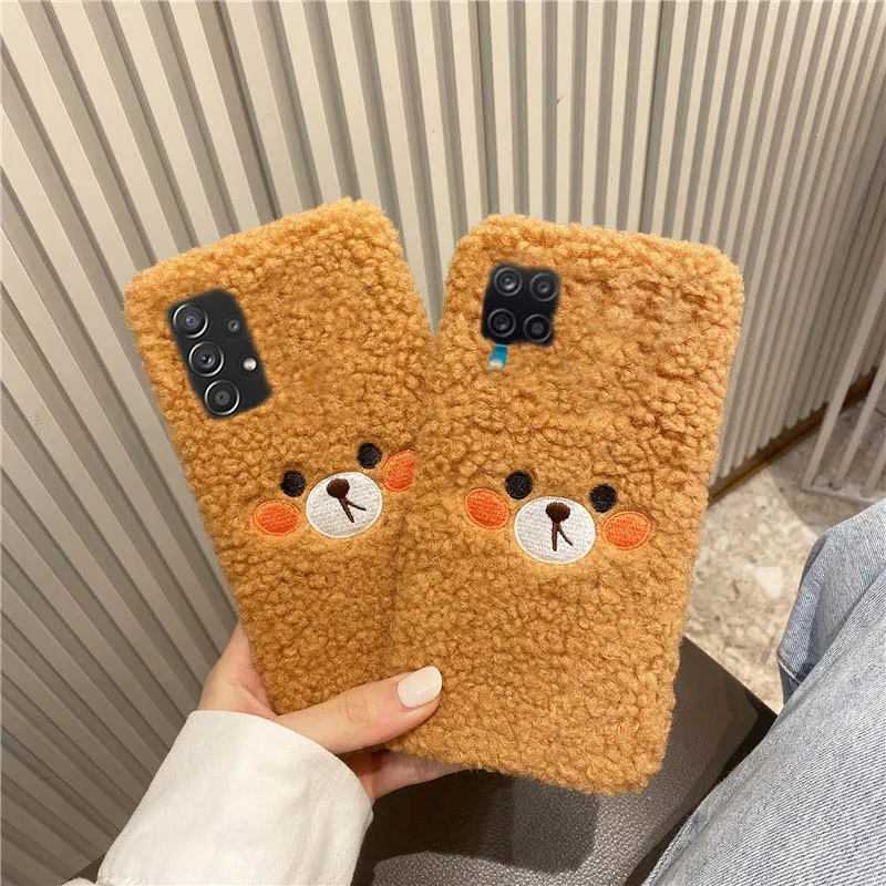 Cute-Plush-Furry-Bear-Phone-Case-For-Samsung-Galaxy-A21-S-A02-A02S-A02 ...