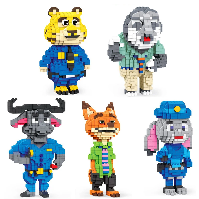 445pcs+ Zootopia Mini Blocks Cartoon Flash Judy Hopps Nick Fox Chief ...
