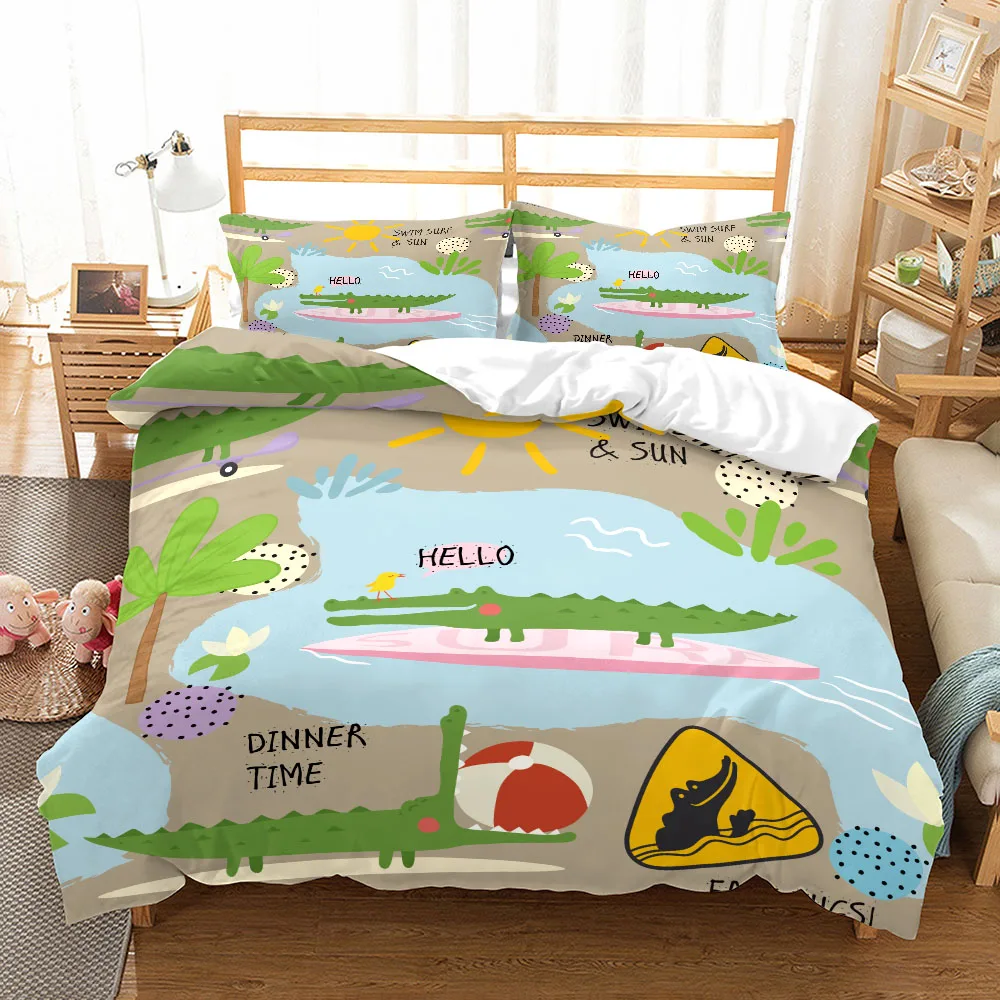 Bedding-Alligators-Double-Bed-Duvet-Set-Bedroom-Set-Home-Textile-Bad ...