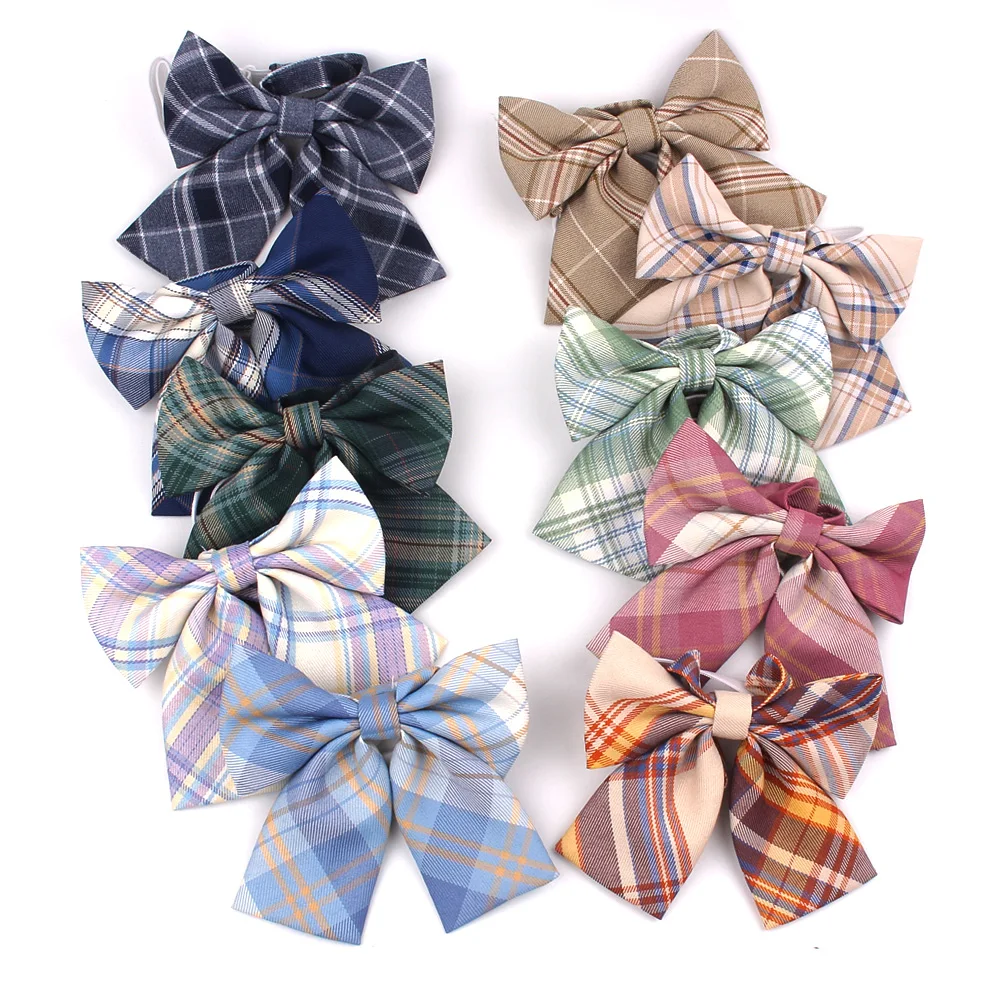 Feminine-Plaid-Bowtie-Casual-Bow-tie-For-Women-Uniform-Collar-Butterf ...