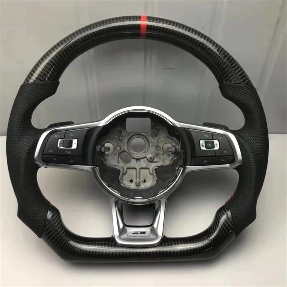Replacement Real Carbon Fiber Steering Wheel with Leather for VW ...