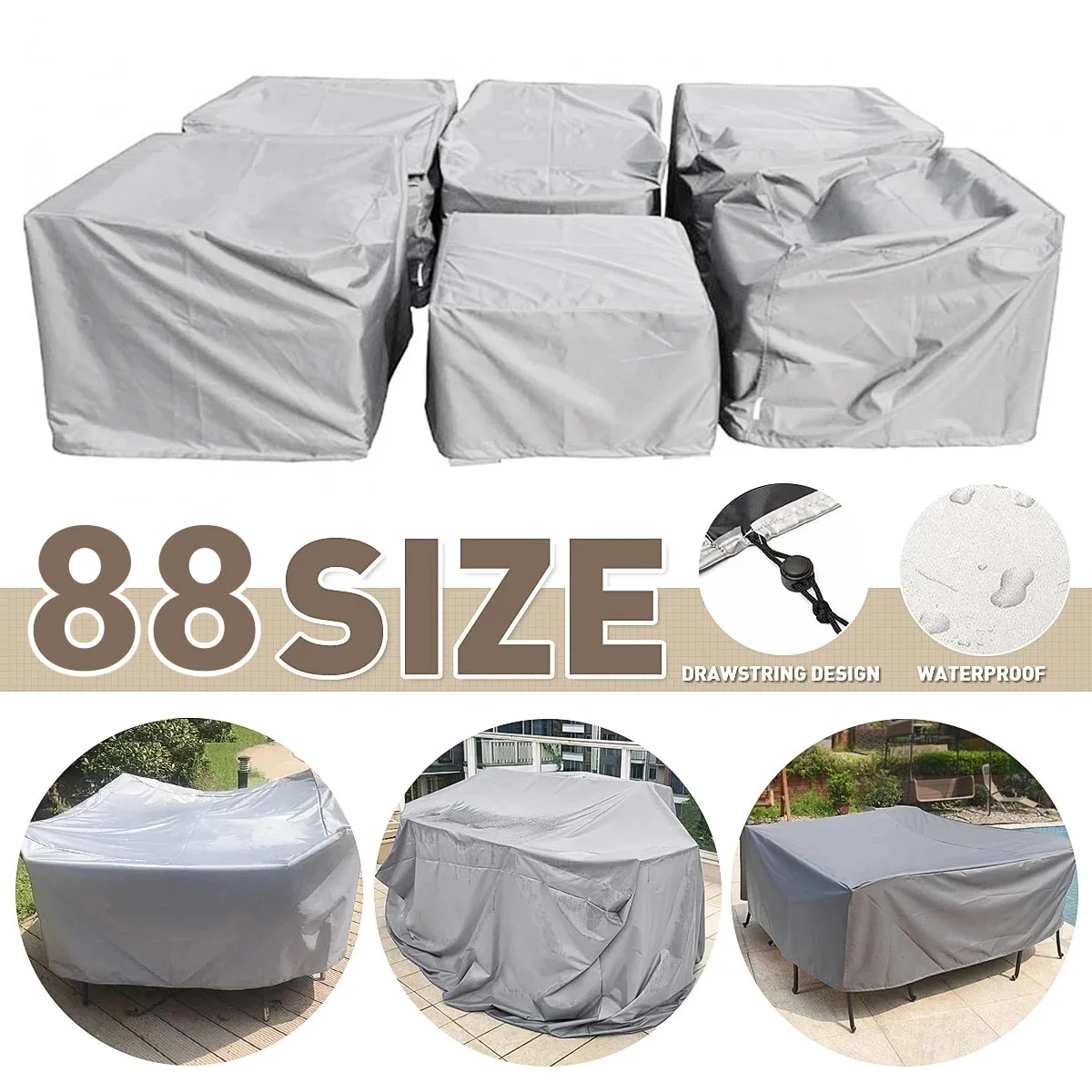 40 Size Outdoor Furniture Covers Waterproof Rain Snow Dust Wind Proof ...