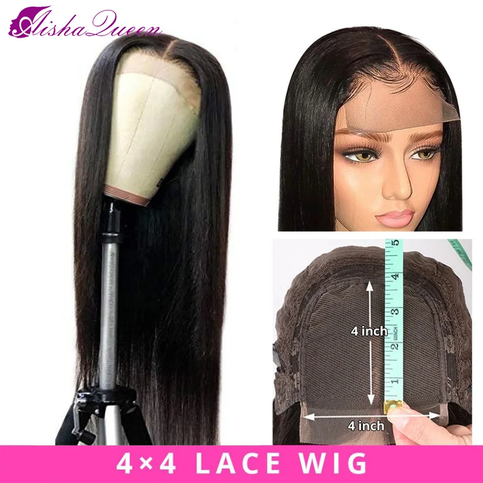 Aisha Queen Brazilian 4*4 Lace Closure Wig Human Hair Wig Natural Color ...