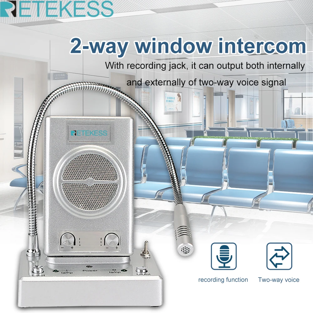 RETEKESS TW102 3W Window Counter Intercom System For Restaurant Bank ...
