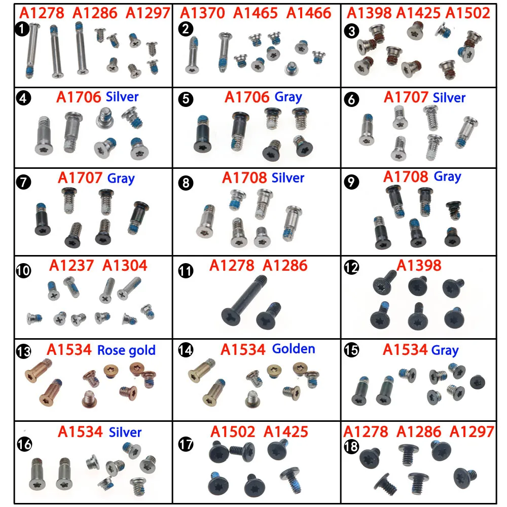 Laptop Bottom Case Set Screw Set For Macbook Pro Retina A1278 A1286 ...