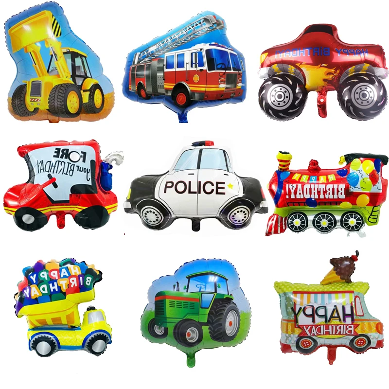 DIY-cartoon-balloon-Modeling-Car-Police-Car-Tractor-Excavator-Firetruck ...