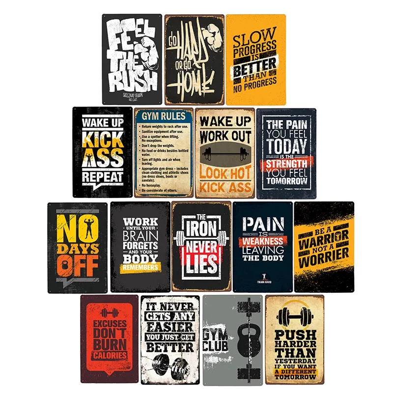 Letrero-de-Metal-con-regla-de-gimnasio-cartel-con-citas-motivadoras-de ...