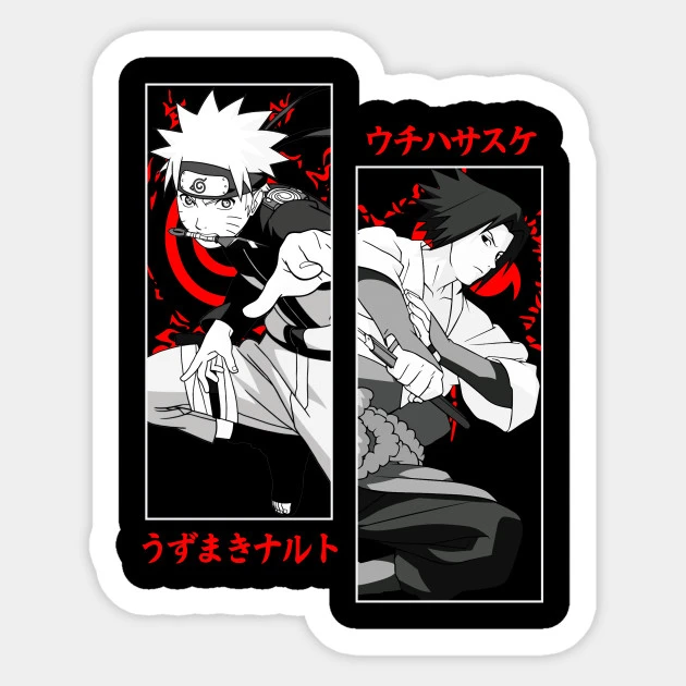 1pcs Naruto And Sasuke - Naruto Shippuden Sticker For Notebook Trolley ...