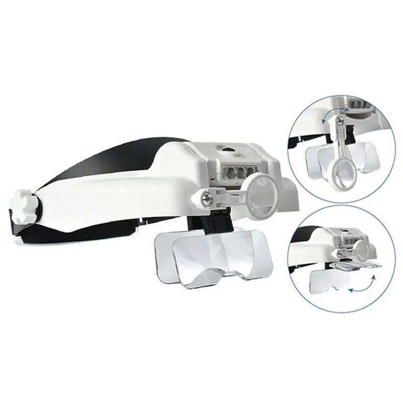 1X-14X-6-Interchangeable-Lens-Optivisor-Headband-Lighted-Magnifier-Head ...