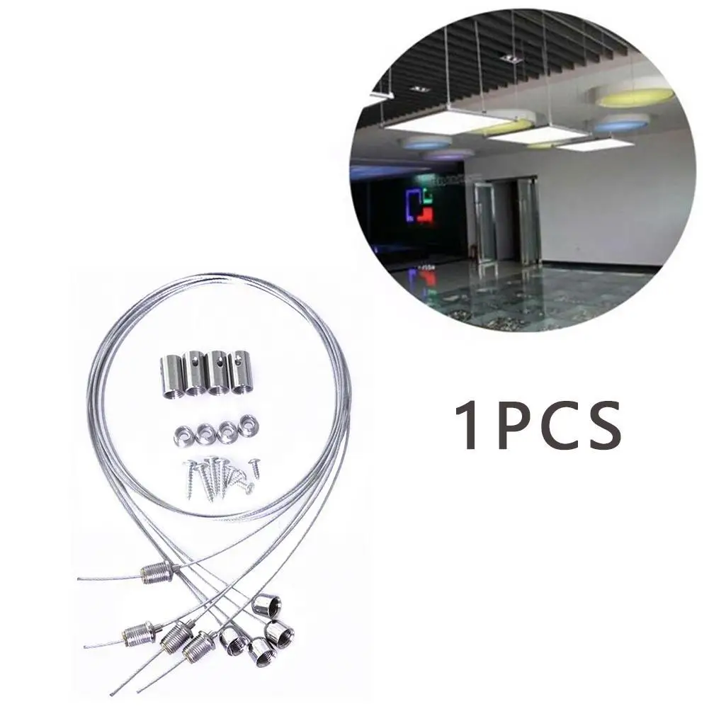 4PCS-SET-1m-Steel-Wires-Screws-Suspension-Mounting-Wire-Kit-Rope-Led ...