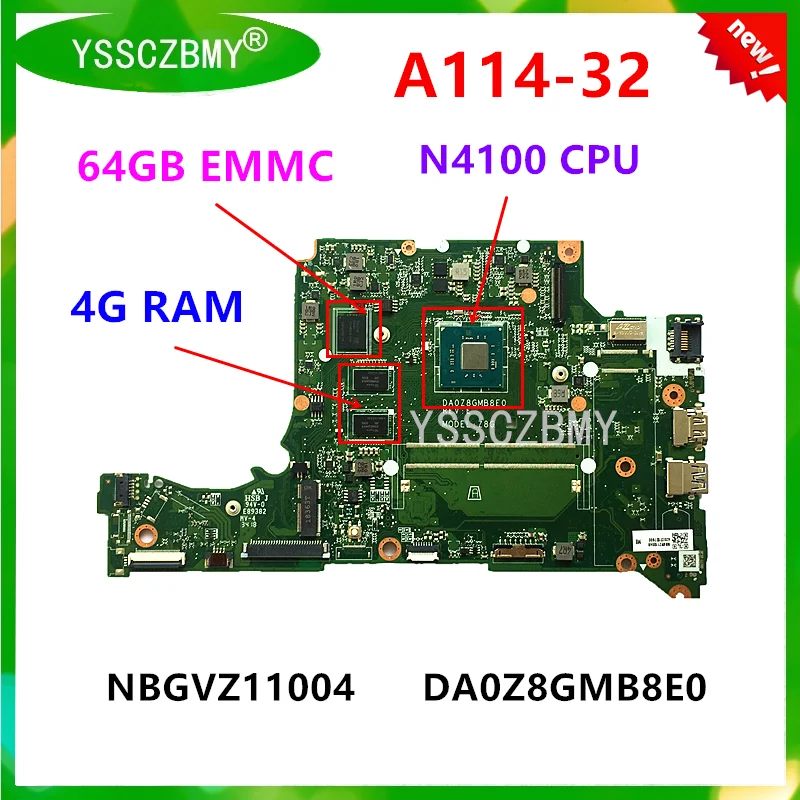 NEW-DA0Z8GMB8E0-Motherboard-For-Lenovo-A114-32-Laptop-Motherboard-with ...