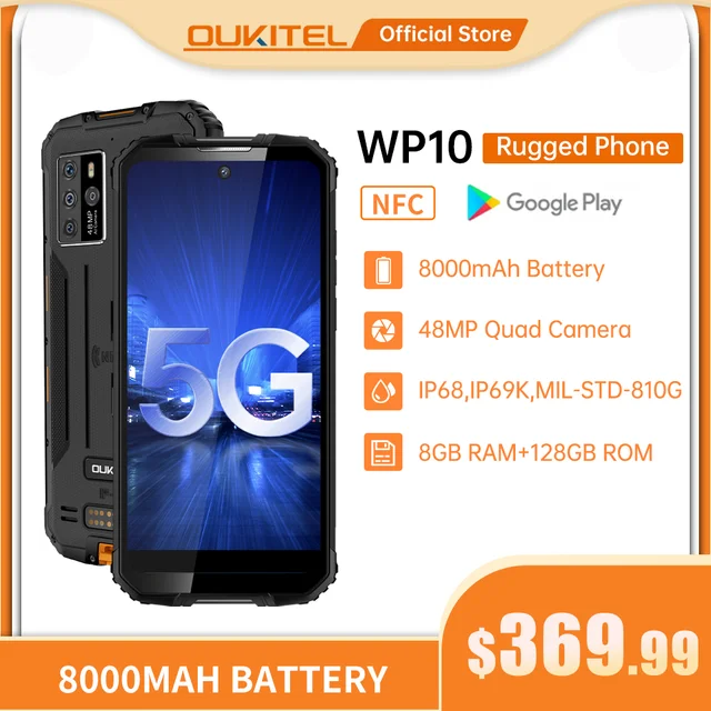 OUKITEL WP10 5G Rugged SmartPhone Global Version 8GB+128GB 8000mAh ...
