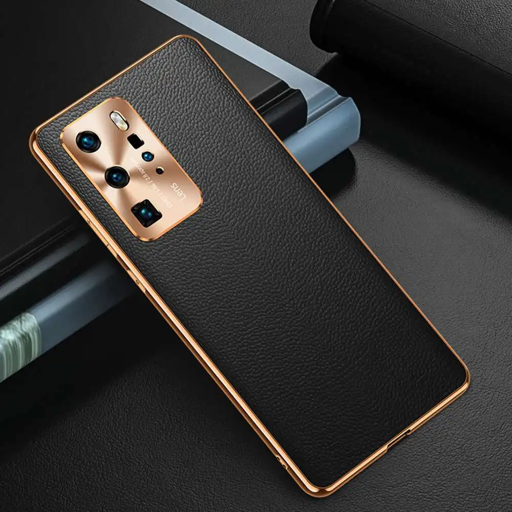 Genuine-Leather-Case-For-Huawei-P40-Pro-Plus-Case-P40Pro-Cover-Plating ...