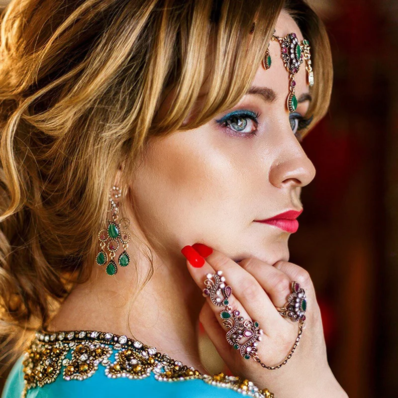 New Arrival Adjustable Turkish Two Finger Rings For Party Women Black ...