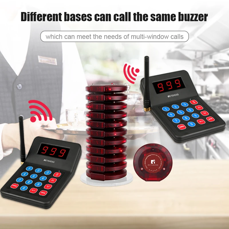 Retekess T119 Restaurant Pager Wireless Paging Queue System 10 Coaster ...