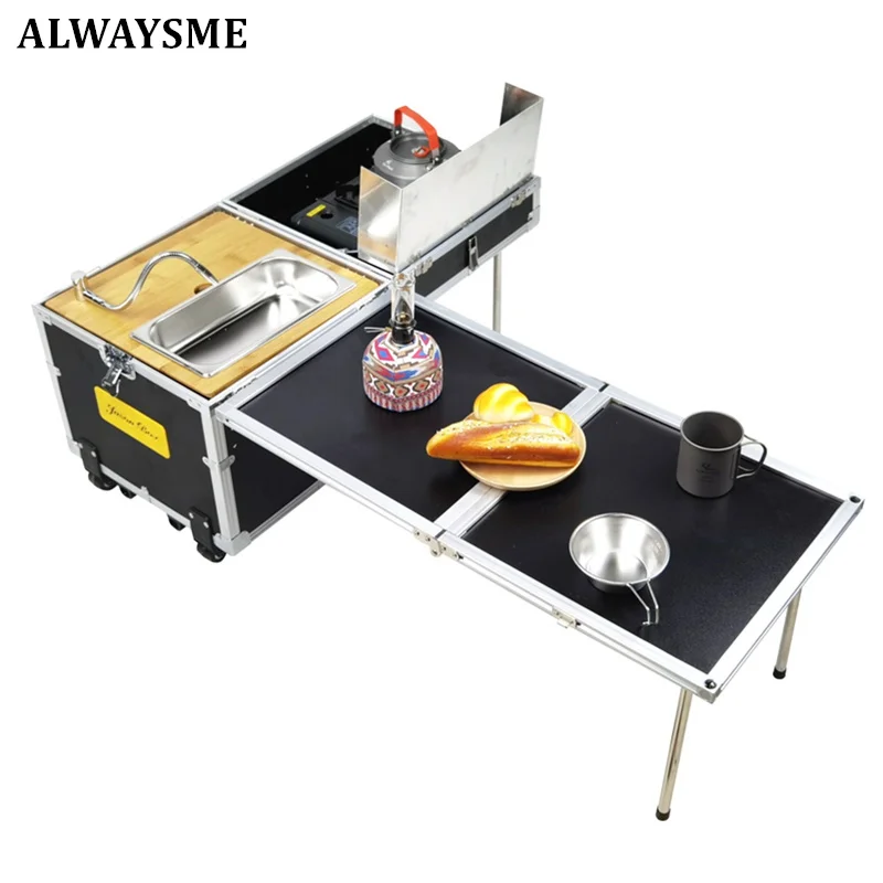 Alwaysme Multipurpose Portable Camping Table With Kitchen For Camping ...