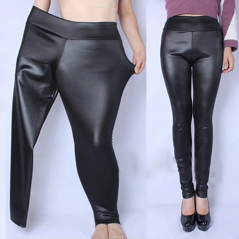 Faux-Leather-PU-Pants-Plus-Size-XL-5XL-High-Waist-Pencil-Pant-Women ...