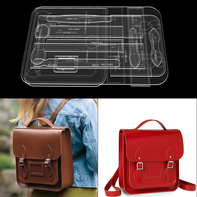 DIY-leather-craft-women-square-backpack-Acrylic-pattern-template ...