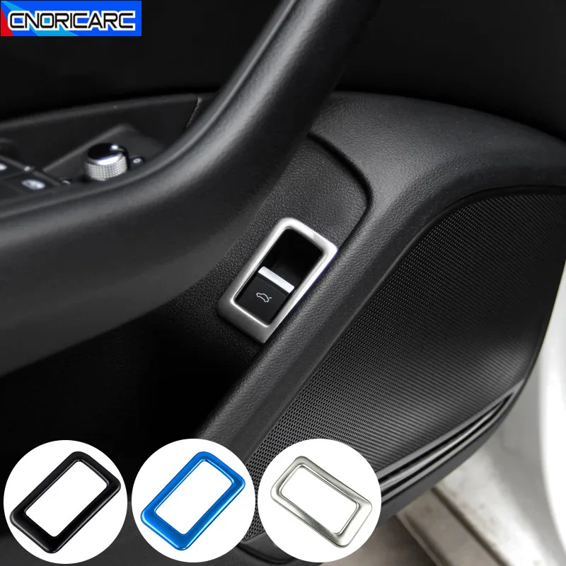 Car Door Trunk Switch Button Decoration Frame Cover Black Blue Sticker ...