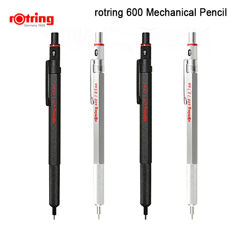 Rotring 600 0.5mm/0.7mm Mechanical Pencil Black/silver Metal Automatic ...