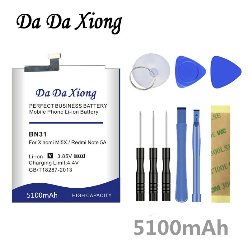 Da Xiong аккумулятор для телефона BN31 для Xiaomi mi 5X mi 5X/Red mi Note 5A/Note 5A Pro 5100 ...