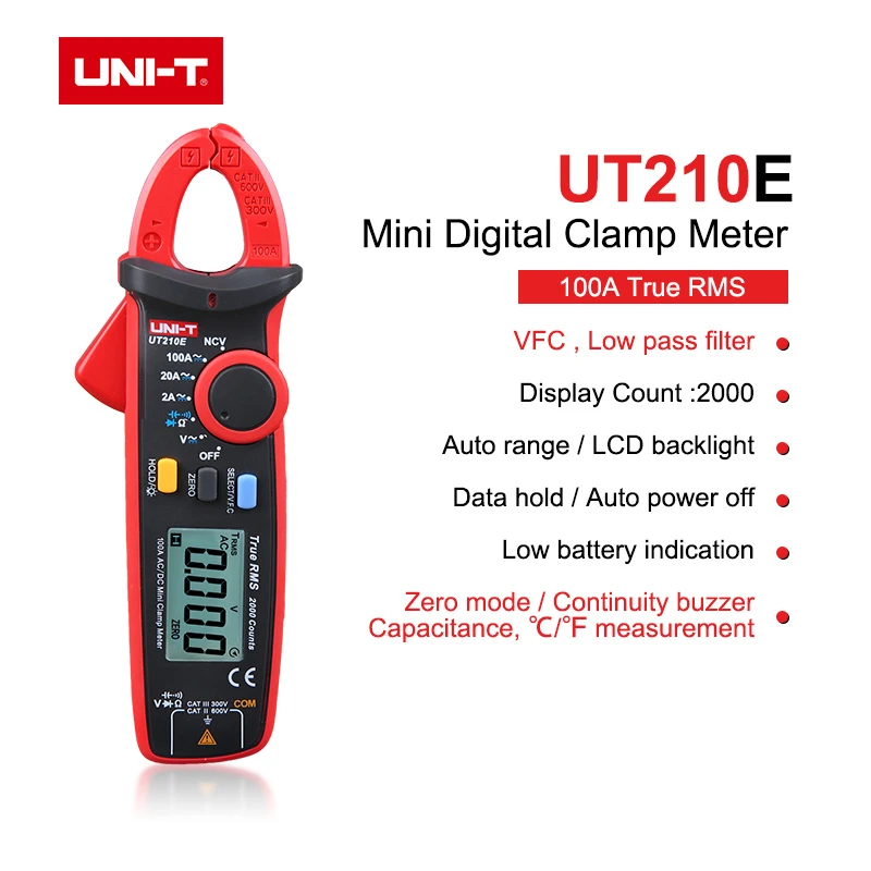 UNIT Mini Digital Clamp Meters UT210E UT210D/A True RMS AC/DC Current ...