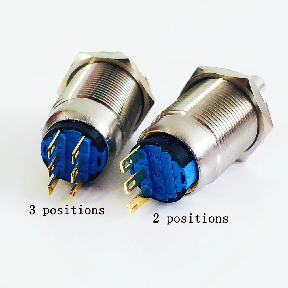 Color: 2 positions-3 pins, Voltage: self-lock, Size: 1NO1NC 19mm metal ...