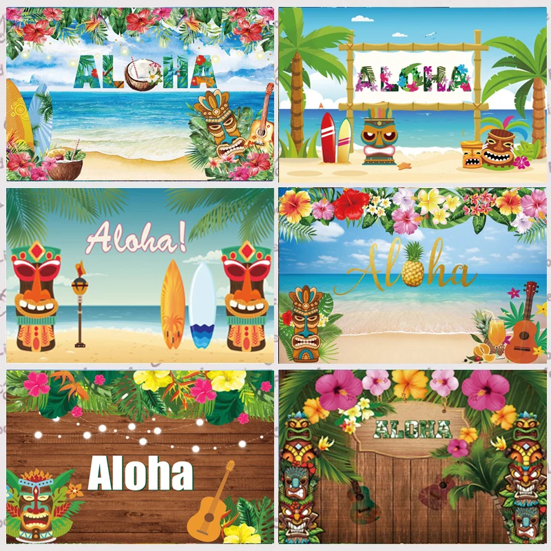 Summer Aloha Luau Backdrop Suitable For Tropical Hawaiian Beach Tiki ...