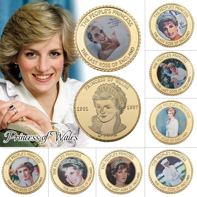 10pcs Diana Princess of Wales Gold Plated Coins Collectibles with Coin ...