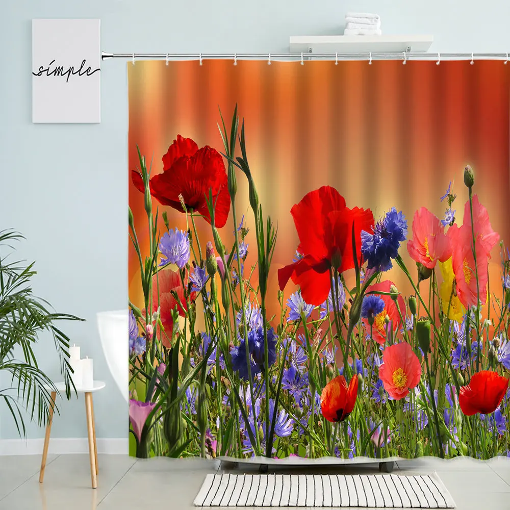 Poppy Red Fun Shower Curtains