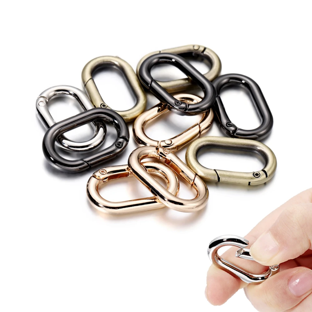 5pcs/lot Metal Oval Ring Spring Clasps Openable Carabiner Keychain Bag ...