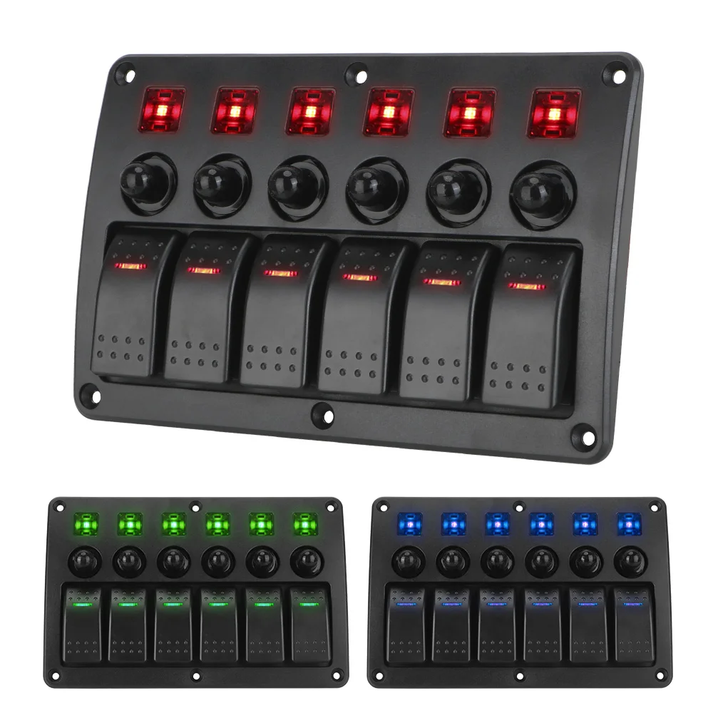 LED-Light-Car-Switch-Panel-Waterproof-6-Gang-with-Sticker-Interior ...